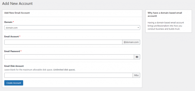 Creating Email Accounts - WP Email Manager