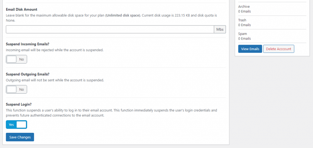 Updating Email Accounts - WP Email Manager
