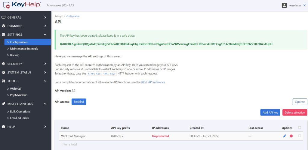 How to Obtain Your KeyHelp API Key - WP Email Manager