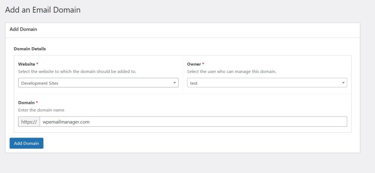 How to Add a Domain - WP Email Manager